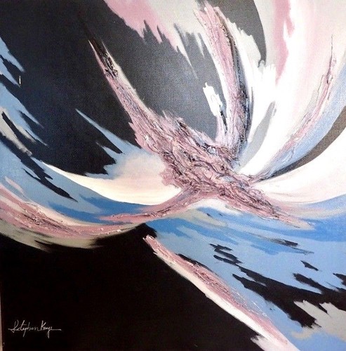 Original Stephen Kaye Textured Abstract Oil Painting MCM Wood Frame 36 ...