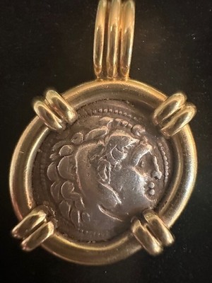 Authentic Ancient Alexander Coin Pendant set in 18kt Gold, 18 grams | eBay