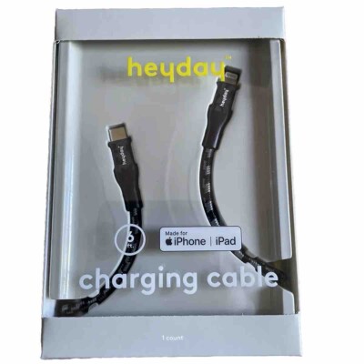 heyday USB-C Braided 6 ft. Charging Cable (Black Tort) BRAND NEW/SEALED ...