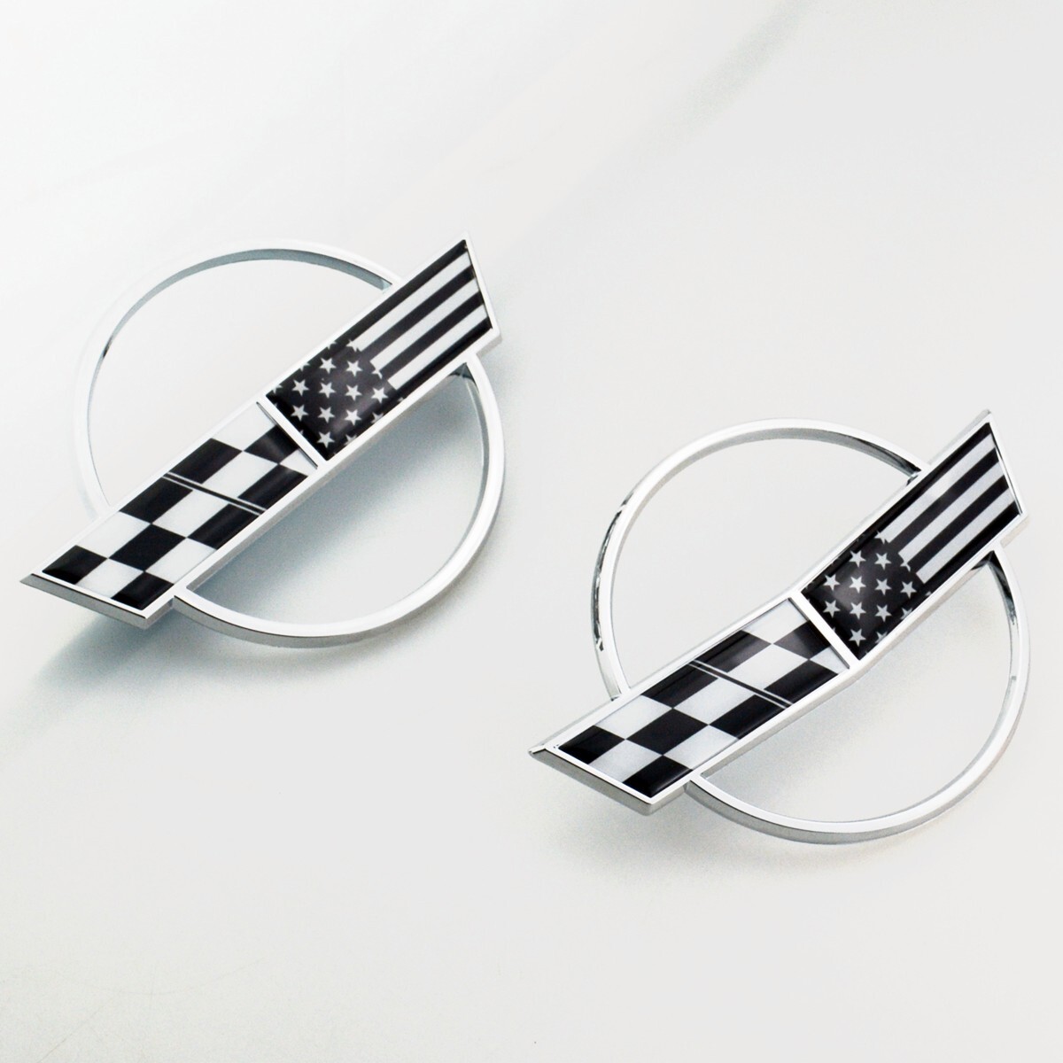 Pair Fits Corvette C4 Front Rear Cross Flags Emblem New USA American ...