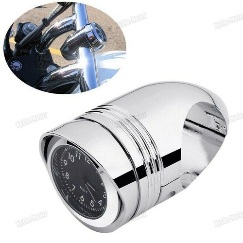 Chrome 1.25" Handlebar Mount Clamp Clock Cruiser Chopper for Honda ...