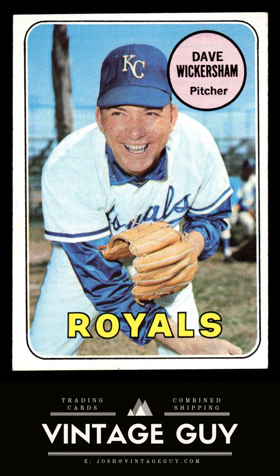 1969 Topps #647 Dave Wickersham Vintage Kansas City Royals Baseball ...