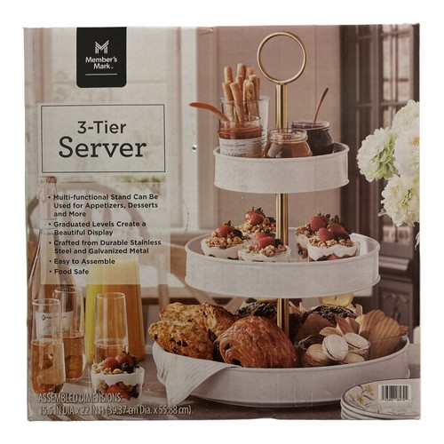 Members Mark Muli-Functional 3-Tier Server with Ring Handle (White ...