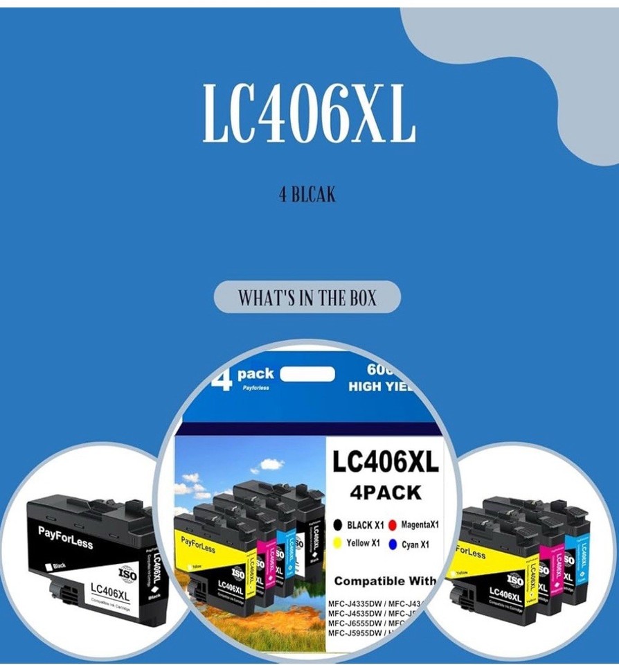 LC406XL for LC406 Ink Cartridges for Brother Printer for Brother MFC ...