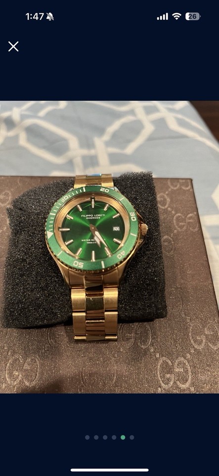 FILIPPO LORETI OKEANOS: Rose Gold Steel Band/Green Dial Men's ...