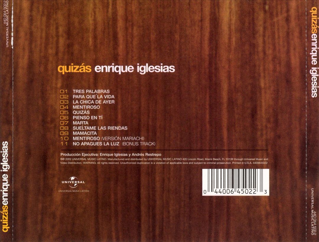 Enrique Iglesias Quizas Enrique Iglesias Quizas Meilleures Offres