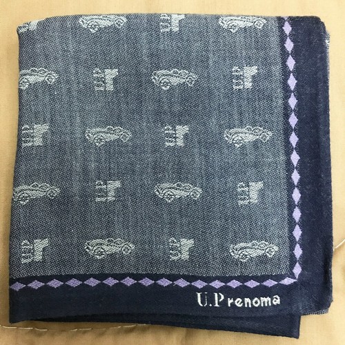 DARK BLUE COTTON VINTAGE SUPPER CARS ART MEN HANDKERCHIEF 18" POCKET ...