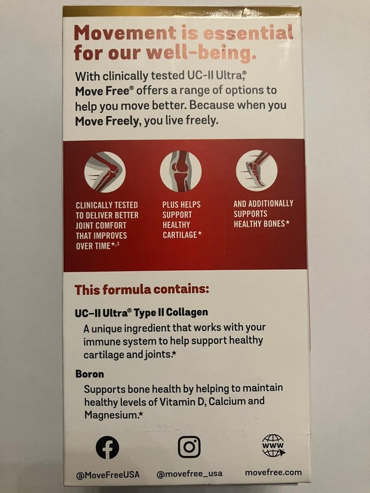 Move Free Ultra Triple Action Supports Joint Health Cartilage & Bones ...