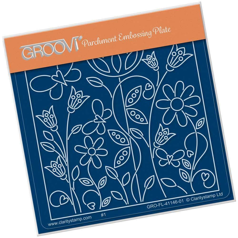 Clarity Stamps Groovi Parchment Embossing A6 Plate Tina's Floral ...