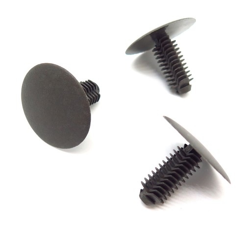 10x Plastic Fir Tree Trim Clips- 8mm Hole, 28mm Head, Dark Grey ...