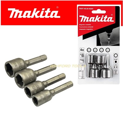Makita Nut Setter Socket Set x4 Magnetic 13mm 12mm 10mm 8mm Hex Short ...