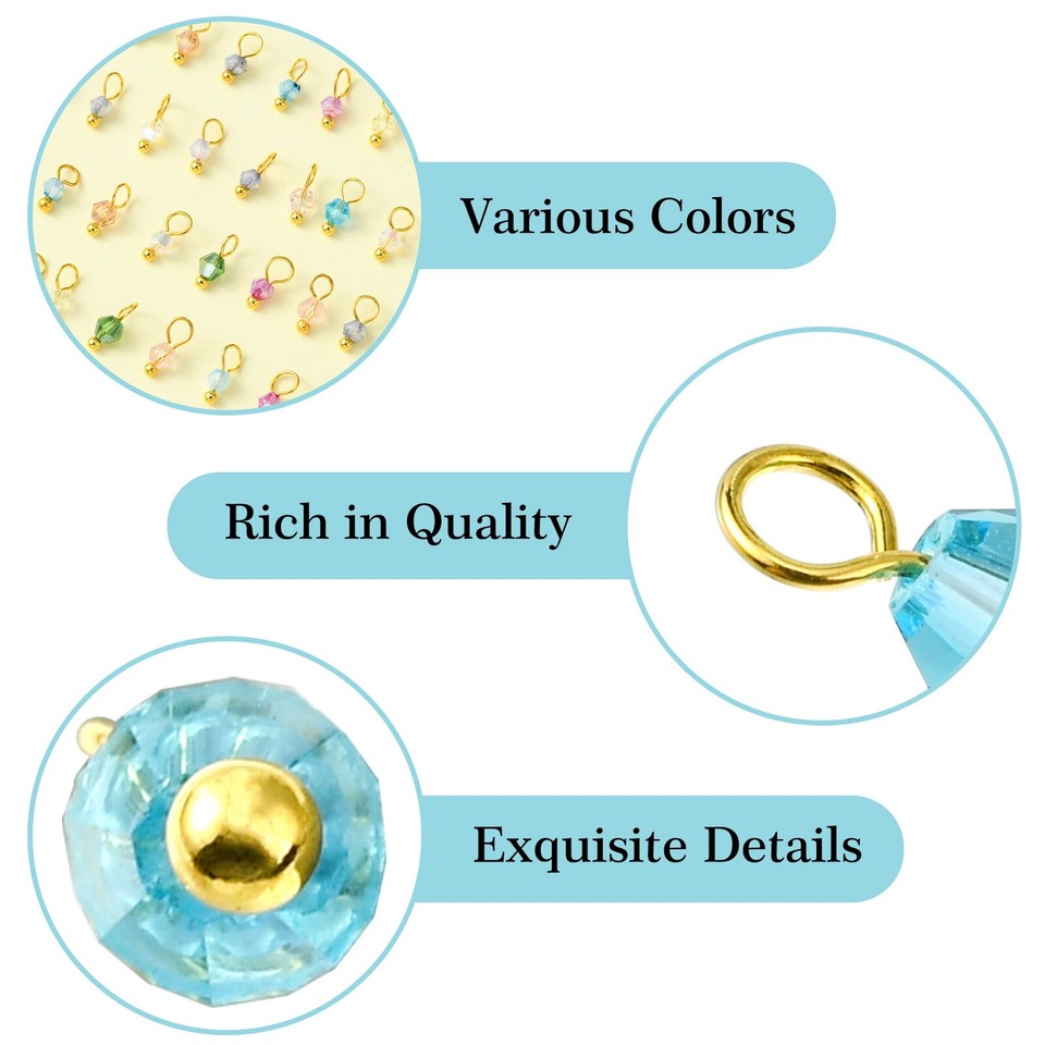 100pcs Random Faceted Glass Charms Crystal Bicone Drop Charms Jewelry ...