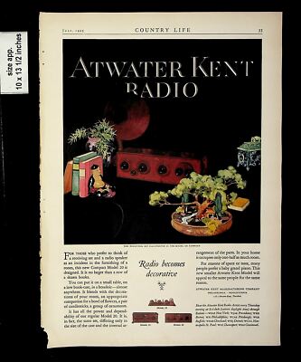 1925 Atwater Kent Radio Decorative Vintage Print ad 014956 | eBay
