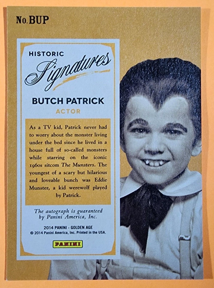 Butch Patrick 2014 Panini Golden Age Historic Signatures #BPT | eBay