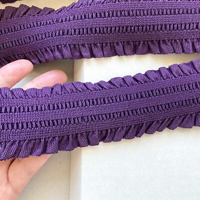 2 Yards Purple Stretch Ruffled Ribbon Trim for Sewing/Crafts/Bridal/2 ...