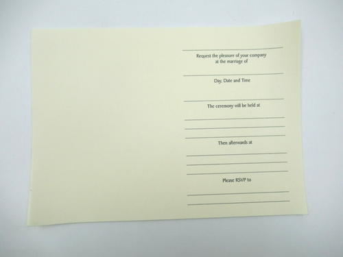 Ivory Paper Wedding Invitation Card Inserts 10 A5 Wedding Invites | eBay UK