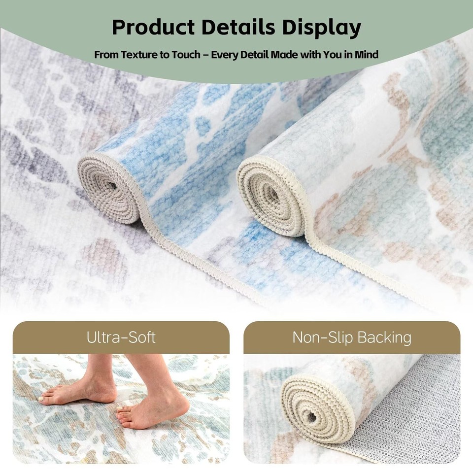 2x6 Runner Rug Washable Modern Abstract Non Slip Low Pile Throw Rugs ...