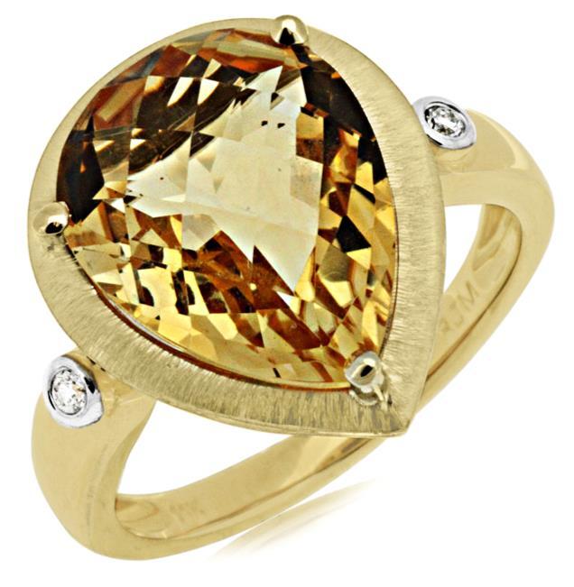 5.43CT DIAMOND & AAA CITRINE 14KT YELLOW GOLD 3D PEAR SHAPE & ROUND 3 ...