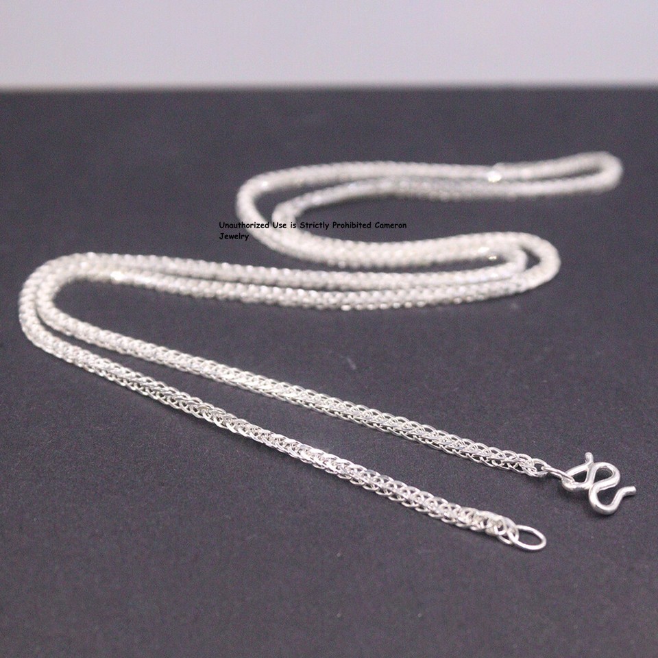 Pure S999 Fine Silver 999 Chain Men Women 2mm Wheat Link Necklace 6.5 ...