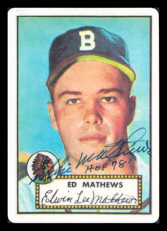 Eddie Mathews Autographed Porcelain Baseball Card Set With 3 Signed ...