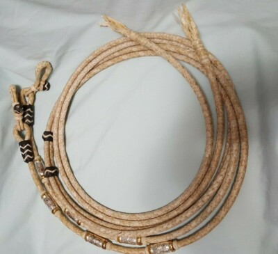 Split Reins w/ Connectors Rawhide w/ Black, Silver, Gold Details-8 ft ...
