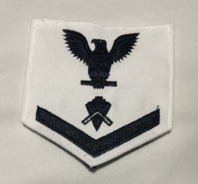 US Navy PO3/E4 Rate Builder White Petty Officer 3 Male Dress USN | eBay