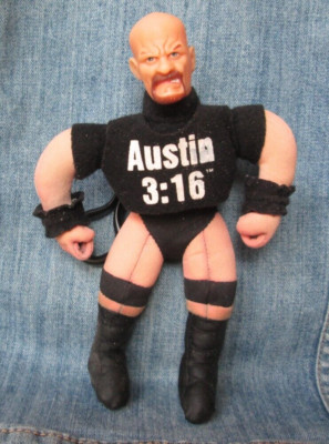 STONE COLD STEVE AUSTIN 7.5" PLUSH KEYCHAIN CLIP WWE WWF Wrestling THK8 ...