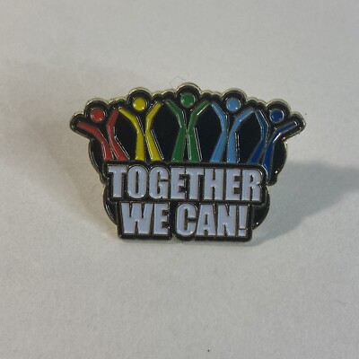 Vintage Collectible Pin Together We Can! Colorful People Cheering ...