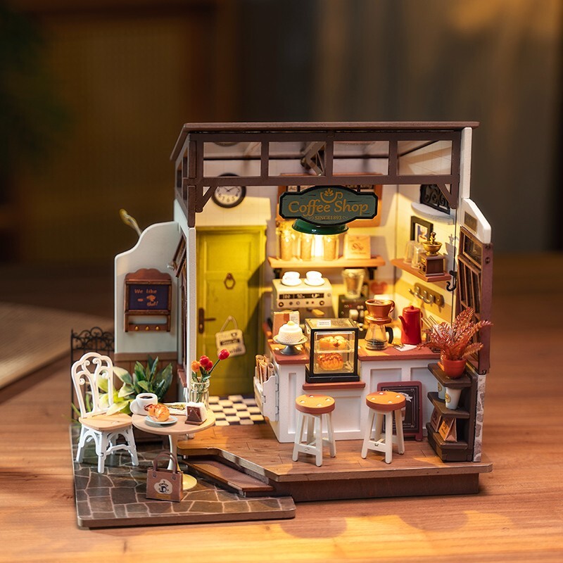 Rolife LED Minature Dollhouse DIY Mini Cafe House Miniature House Kit ...