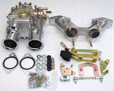 45 DCOE carb carburettor kit MGB GT inc manifold and twin cable link ...