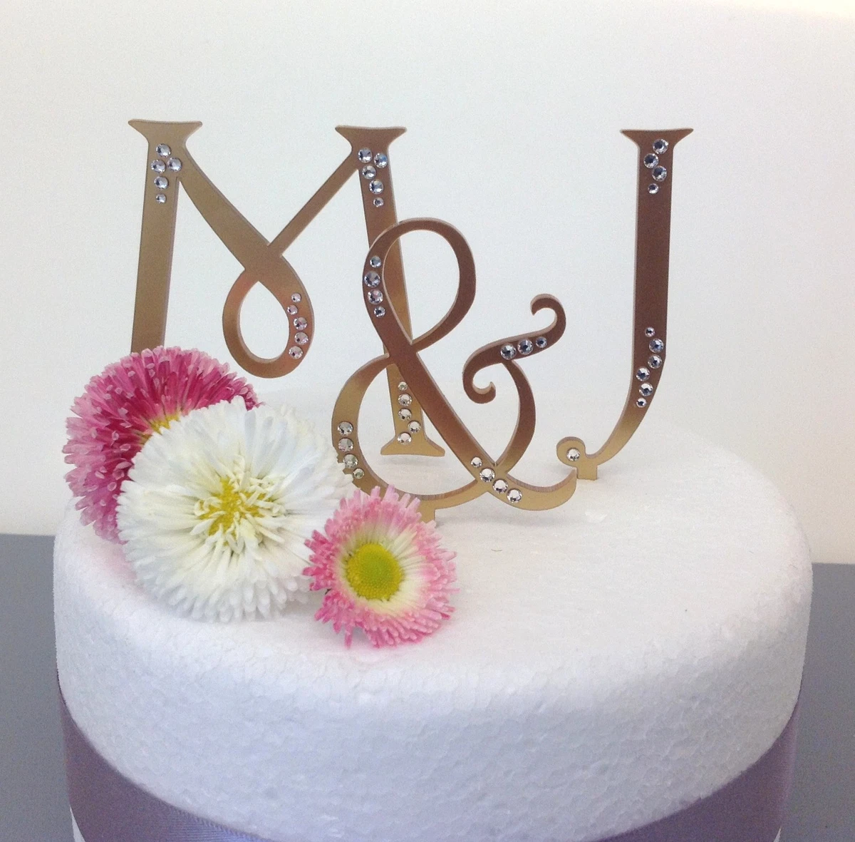 Gold Monogram Wedding Cake Toppers