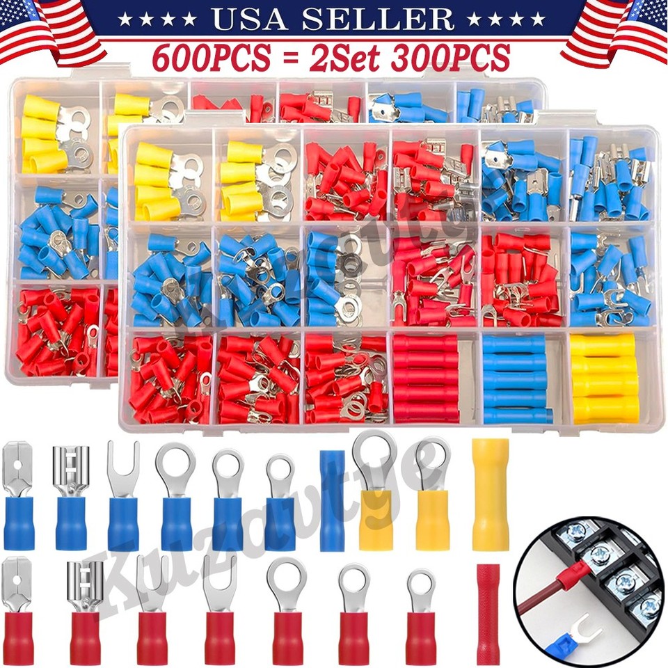 1200Pcs Assortment Insulated Electrical Wire Cable Crimp Connectors ...