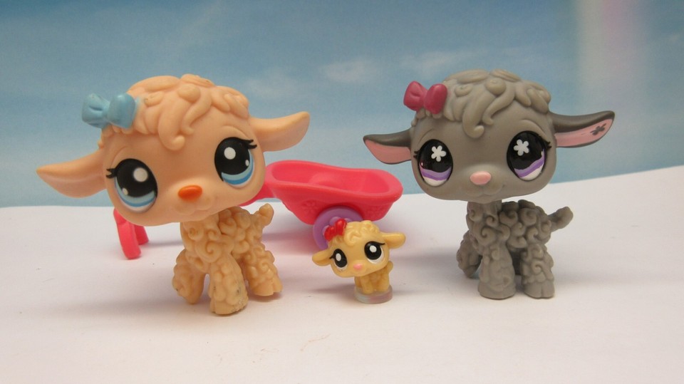 LITTLEST PET SHOP #447 477 PEACH GRAY SHEEP & TEENSIE TEENIEST BABY ...