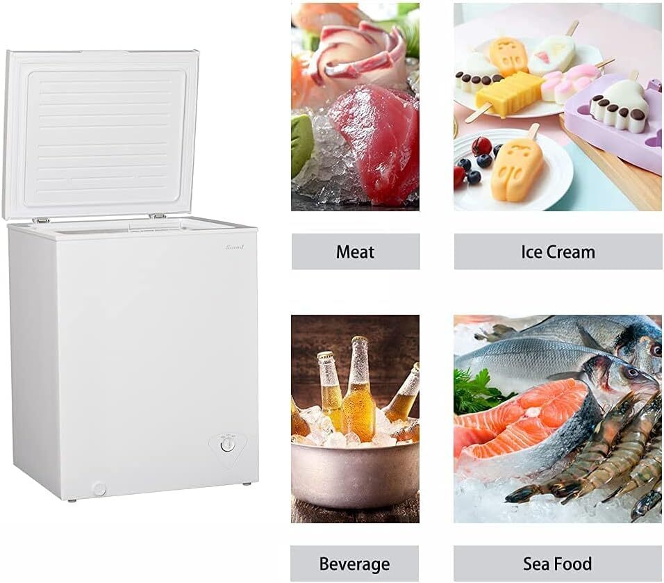 Chest Freezer 5 Cubic Feet Deep Freezer Frozen Food Storage Basket ...