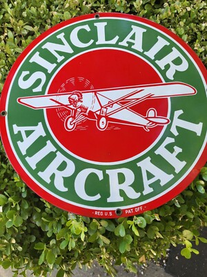 Vintage Sinclair Aircraft porcelain enamel sign | eBay