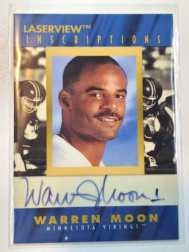 Warren Moon 1996 Pinnacle Laserview Inscriptions Autograph 1900/2800 ...