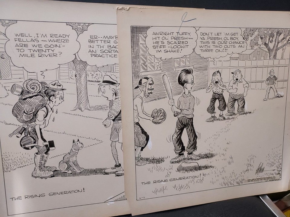 ED DODD original art 2 1938 panel cartoons MARK TRAIL artist signed ...