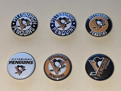 1" SET OF 6 PITTSBURGH PENGUINS HOCKEY TEAM NHL BADGE BUTTON PINS ...