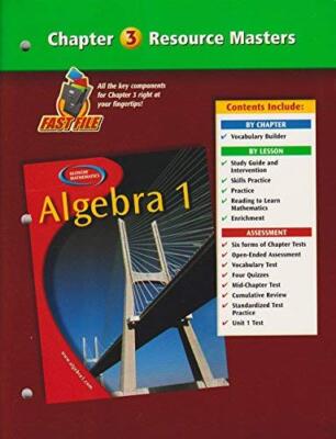 ALGEBRA 1 CHAPTER 3 RESOURCE MASTERS By Mcgraw-hill - Hardcover **Excellent** | eBay