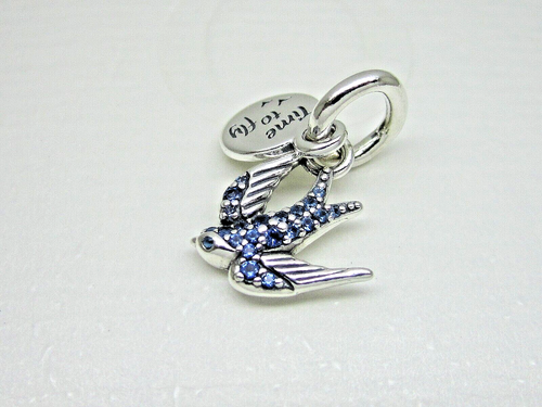 Authentic Pandora #792570C01 Sparkling Swallow & Quote Double Dangle ...