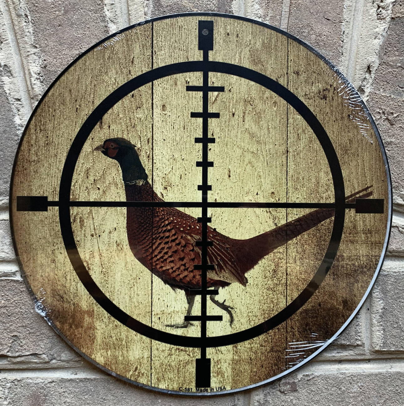 Pheasant in Scope Crosshairs 12" Round Metal Sign Hunter Target Hunting ...