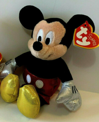 Disney SPARKLE Ty Beanie Babies MICKEY MOUSE 5" Plush NEW WITH TAG | eBay