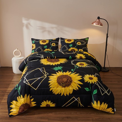 Sunflower Comforter Sets,Seamless Pattern with Golden Polygonal Shapes ...