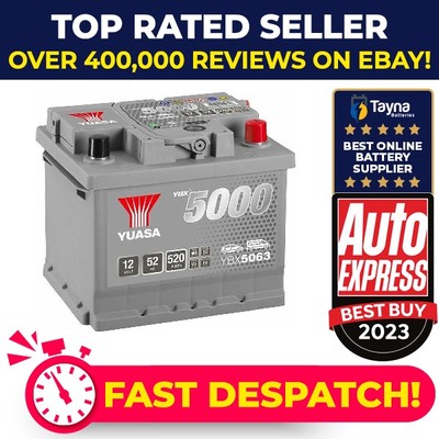 Car Battery YBX5063 Yuasa 063 520A 52Ah 5Yr WTY 207x175x175 Silver High ...