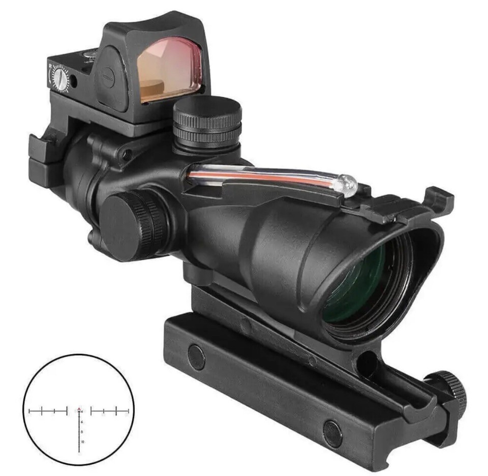 4x32 ACOG Optic Scope Reticle Fiber Red Illuminated Optic Sight With ...
