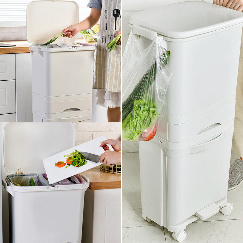Kitchen Rubbish Waste Bin Recycling Dual Multi Compartment Pedal ...