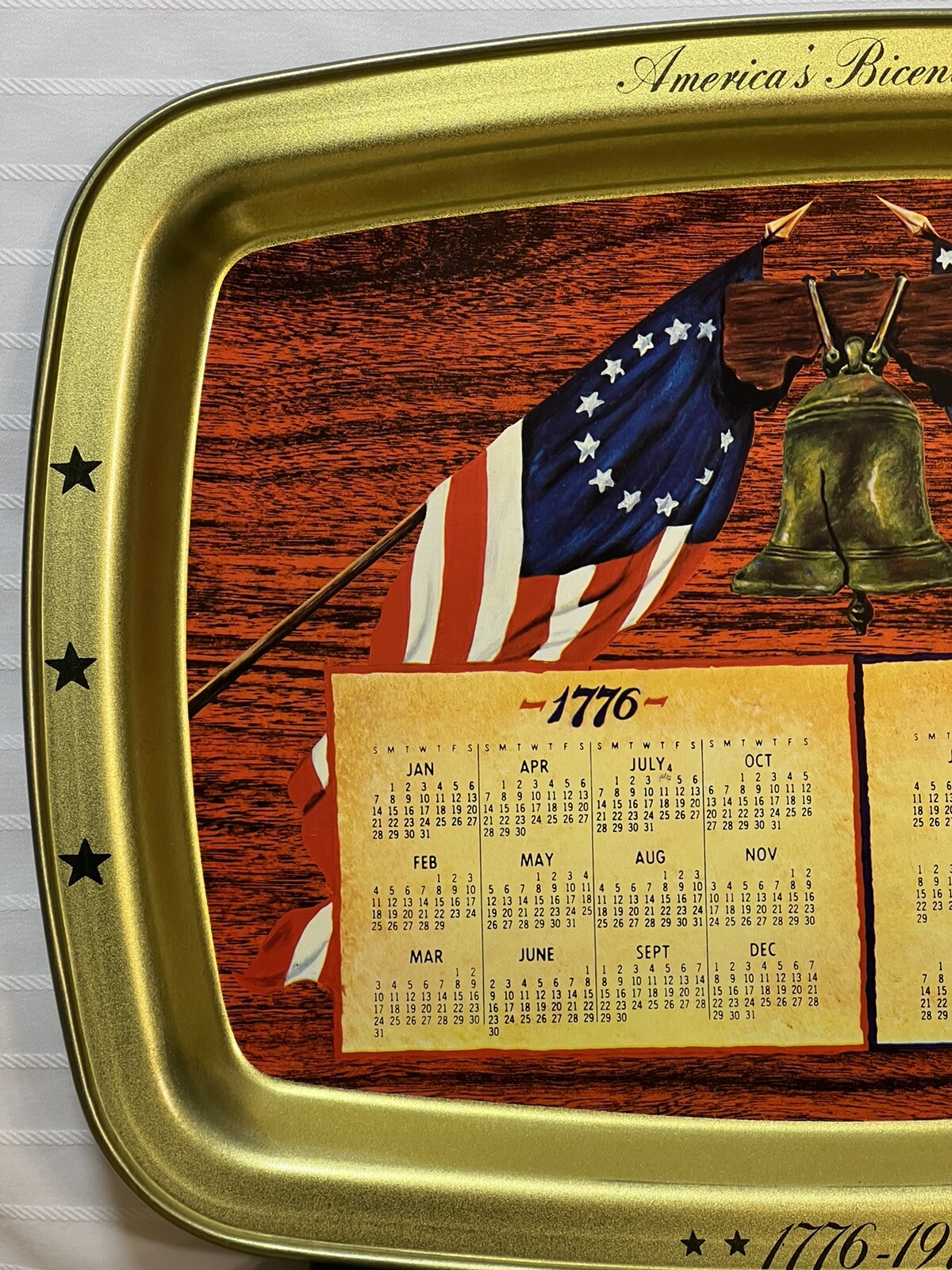Vtg.-America's Bicentennial Calender Metal Serving Tray 1776-1976 ...