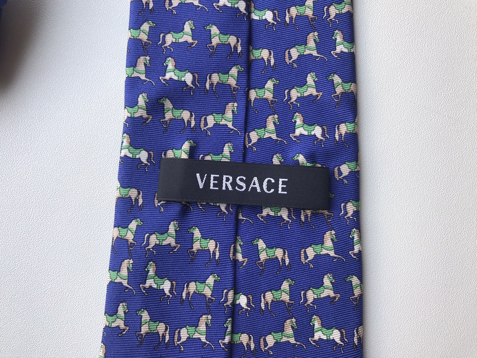 Versace Silk Tie Medusa Horse Rare Barocco Stripe NWOT Blue AUTH | eBay