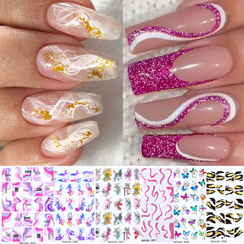 3D Nail Stickers Decals Butterfly Transfer Nail Sliders Abstract ...
