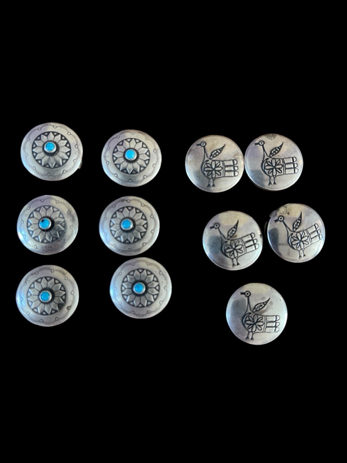 10 Native American Button Covers Hopi Silver 6 Turquo… - Gem